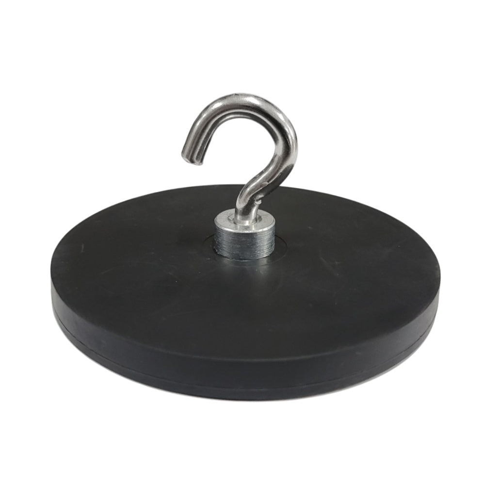 88mm x 8.5mm Rubber Pot Magnet with Hook (Rare Earth)